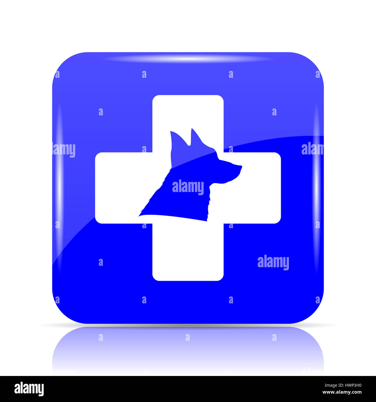 Veterinary icon, blue website button on white background Stock Photo ...
