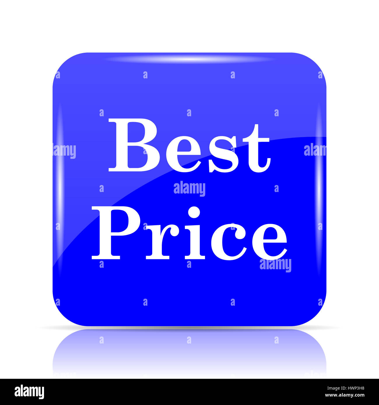 Best price icon, blue website button on white background Stock Photo ...