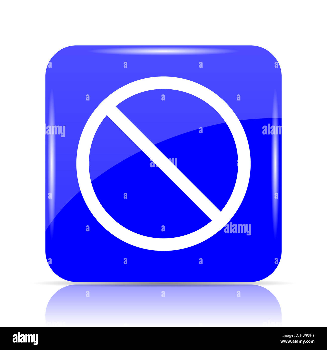 Forbidden icon, blue website button on white background Stock Photo - Alamy