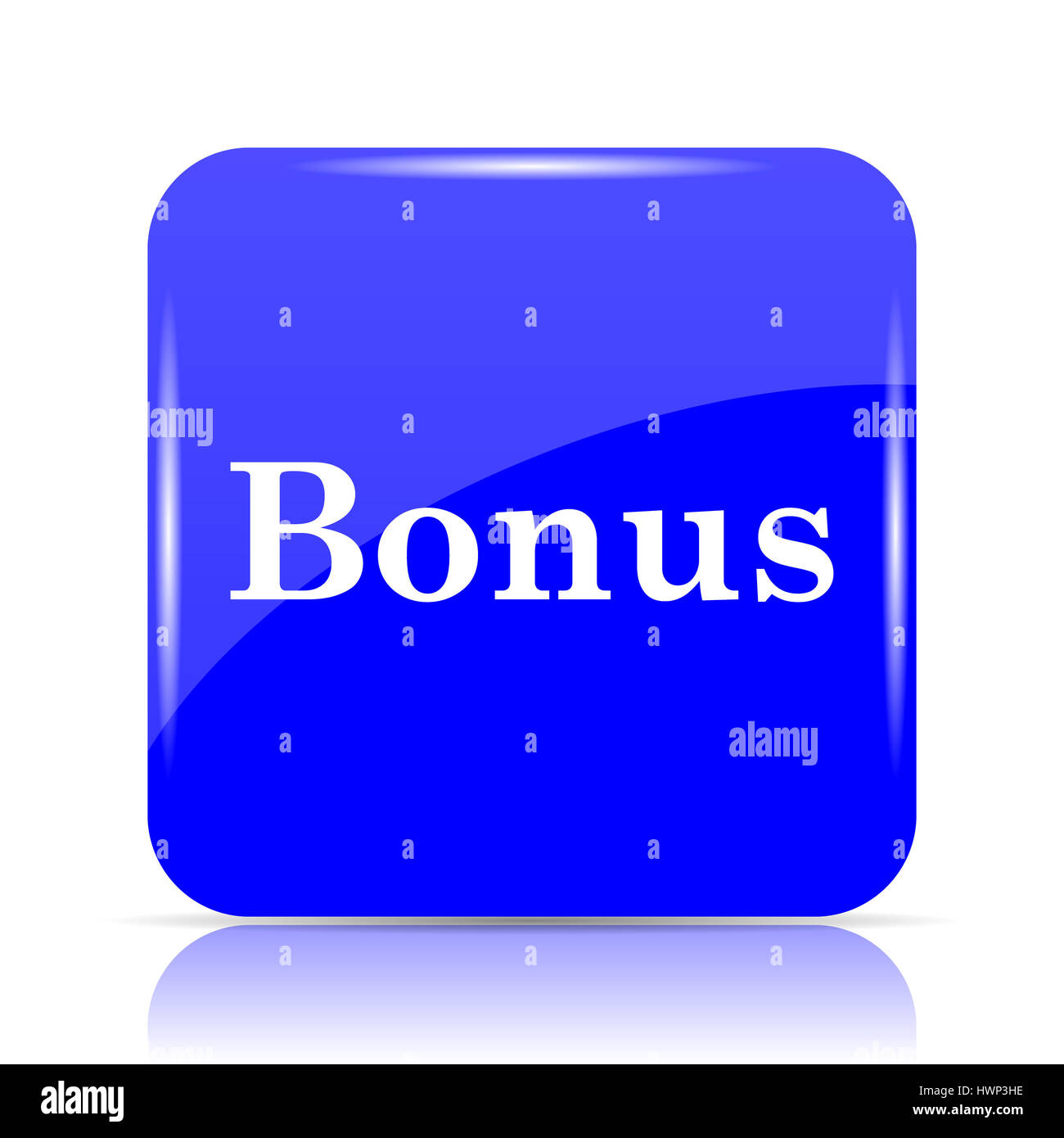Bonus icon, blue website button on white background Stock Photo - Alamy