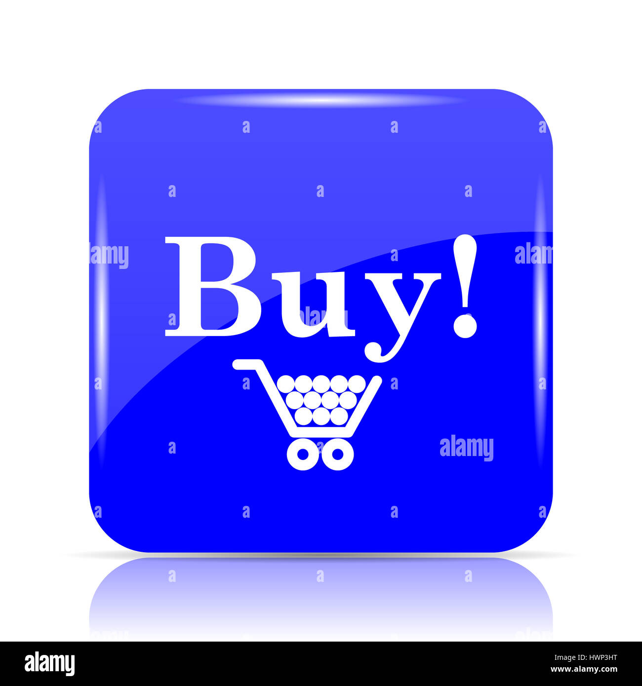 Buy icon, blue website button on white background Stock Photo - Alamy