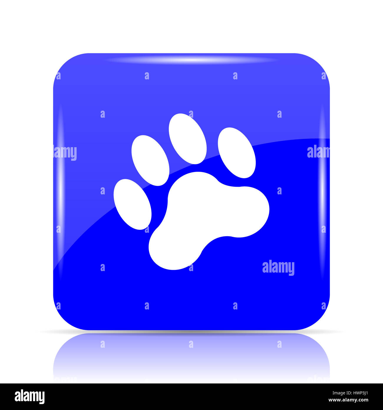 Paw print icon, blue website button on white background Stock Photo - Alamy