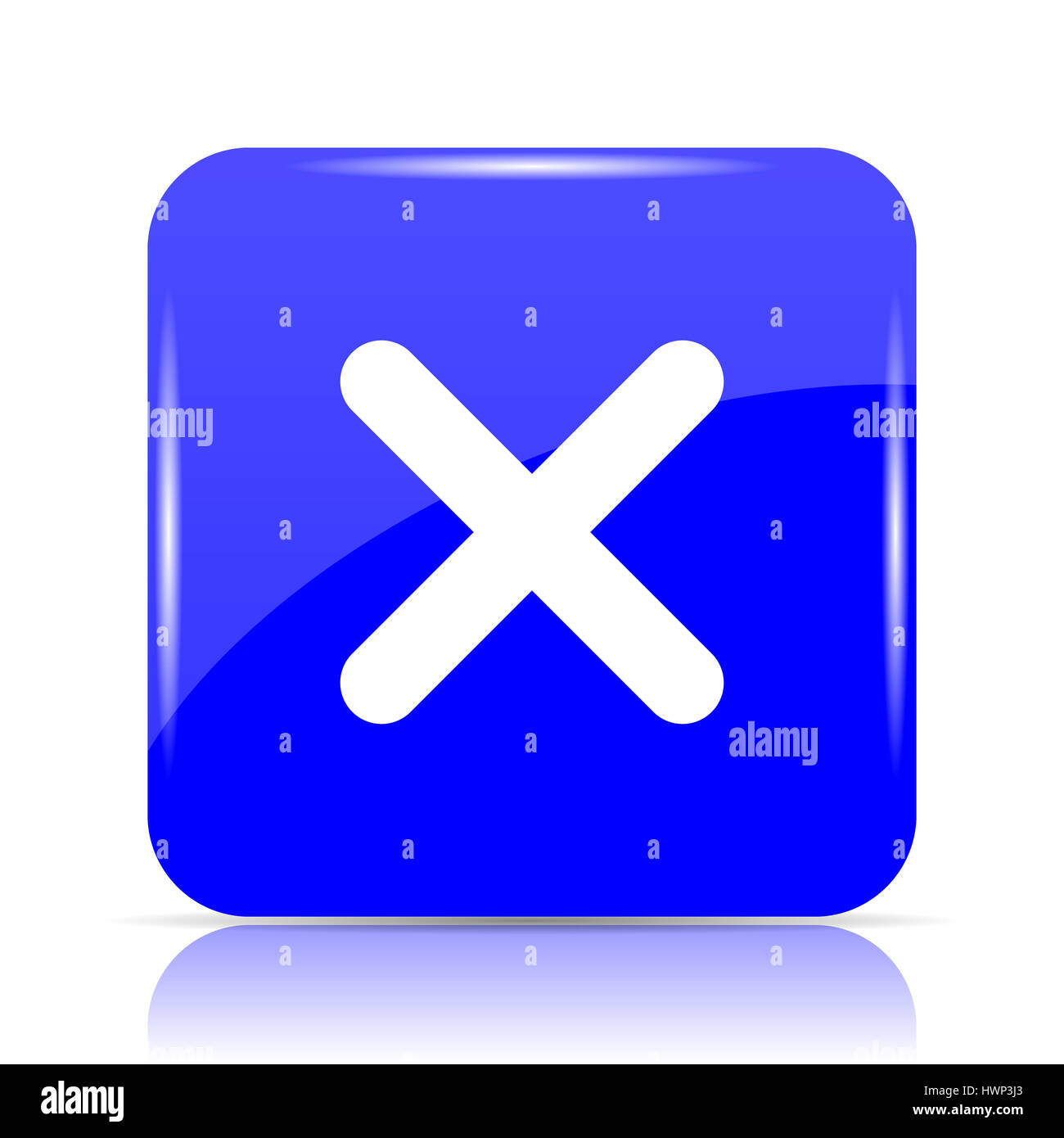 X close icon, blue website button on white background Stock Photo - Alamy