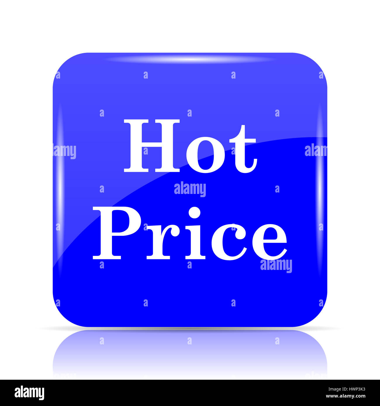 Hot price icon, blue website button on white background Stock Photo - Alamy