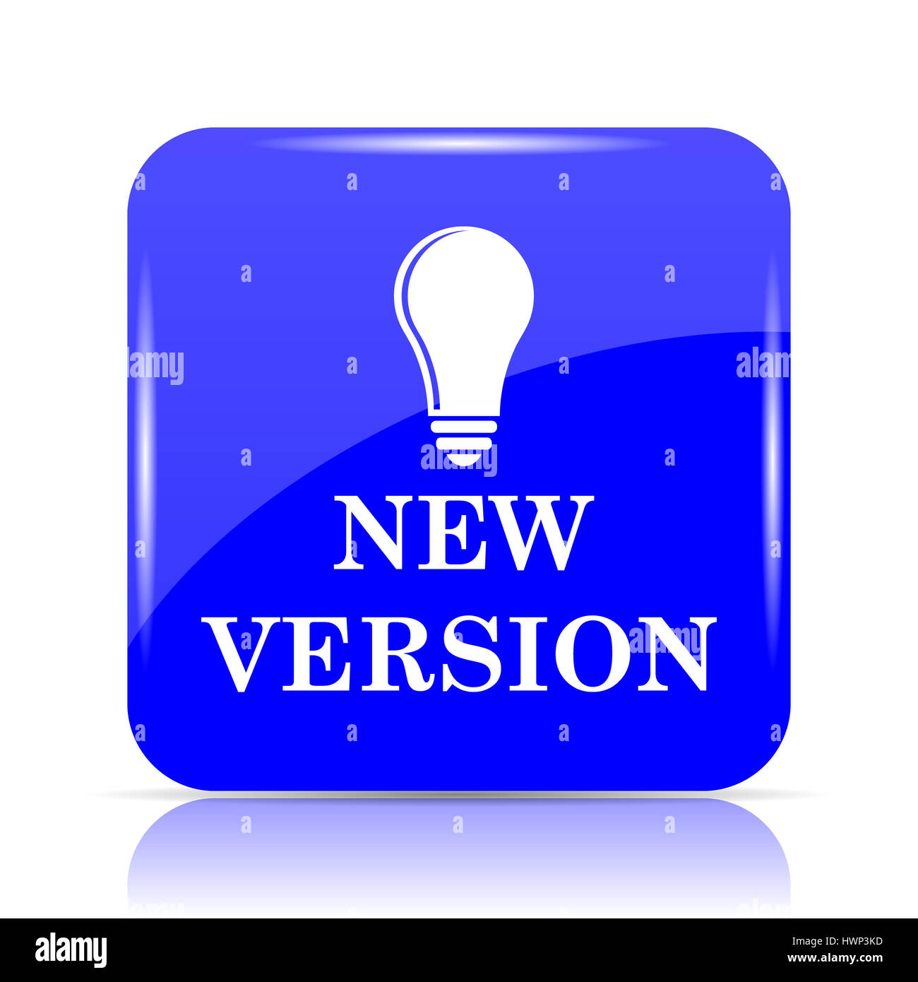 New version icon, blue website button on white background Stock Photo ...
