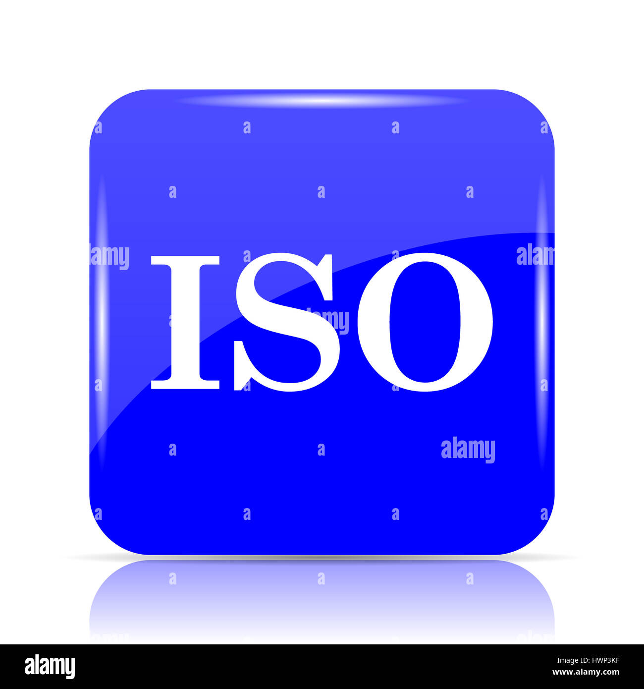 ISO icon, blue website button on white background Stock Photo - Alamy