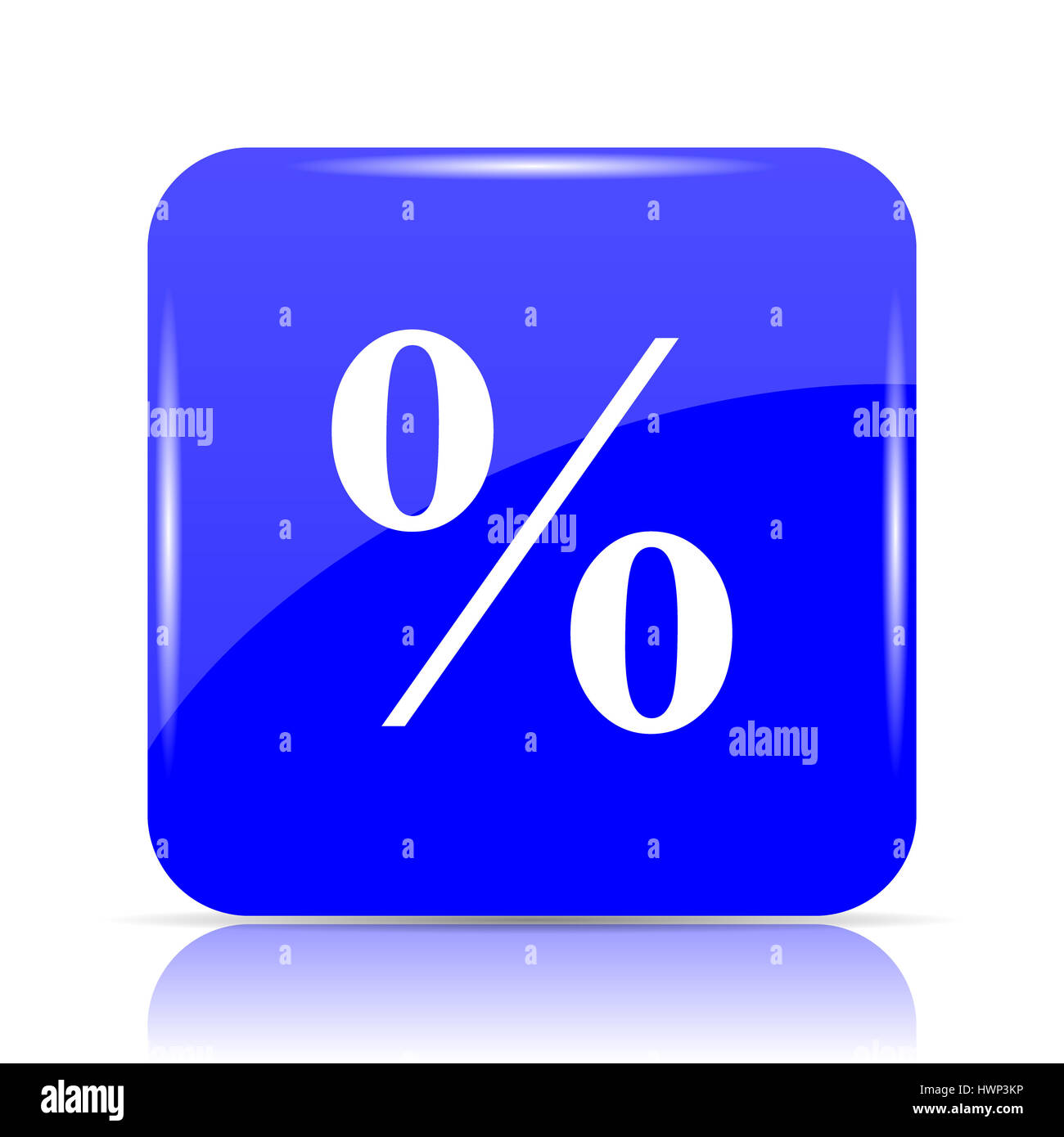 Percent icon, blue website button on white background Stock Photo - Alamy
