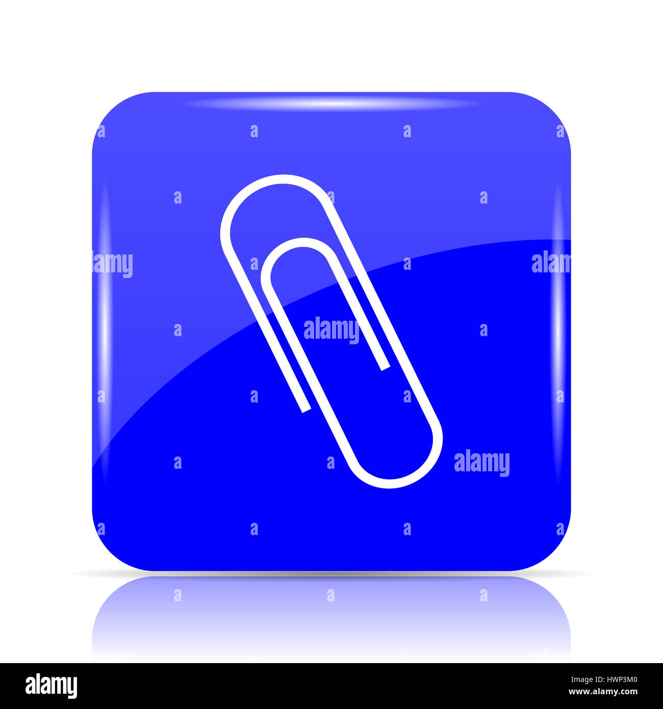 Paperclip icon, blue website button on white background Stock Photo - Alamy