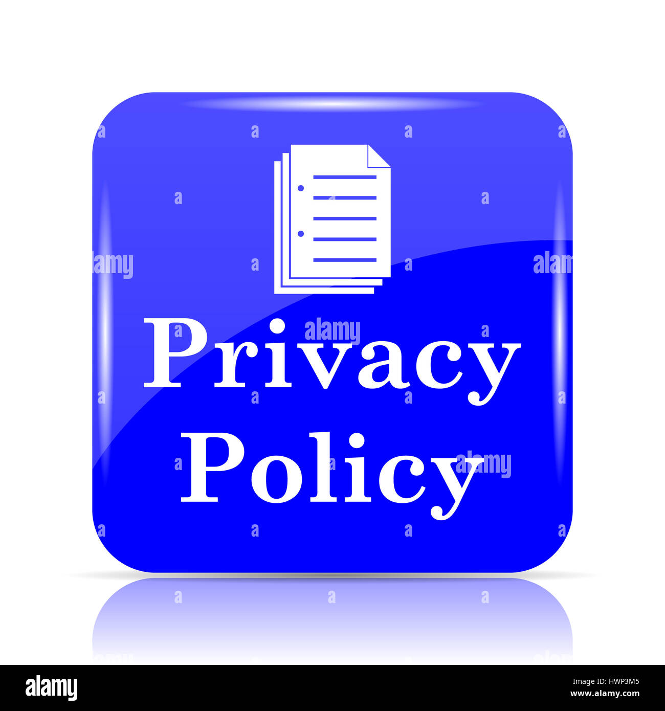 Privacy policy icon, blue website button on white background Stock ...