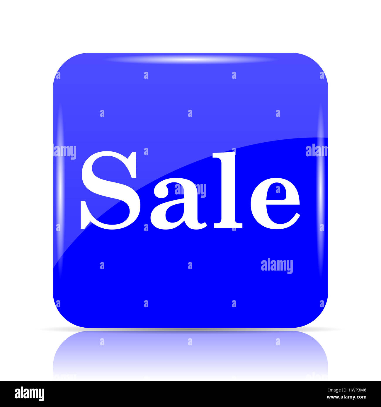 Sale icon, blue website button on white background Stock Photo - Alamy
