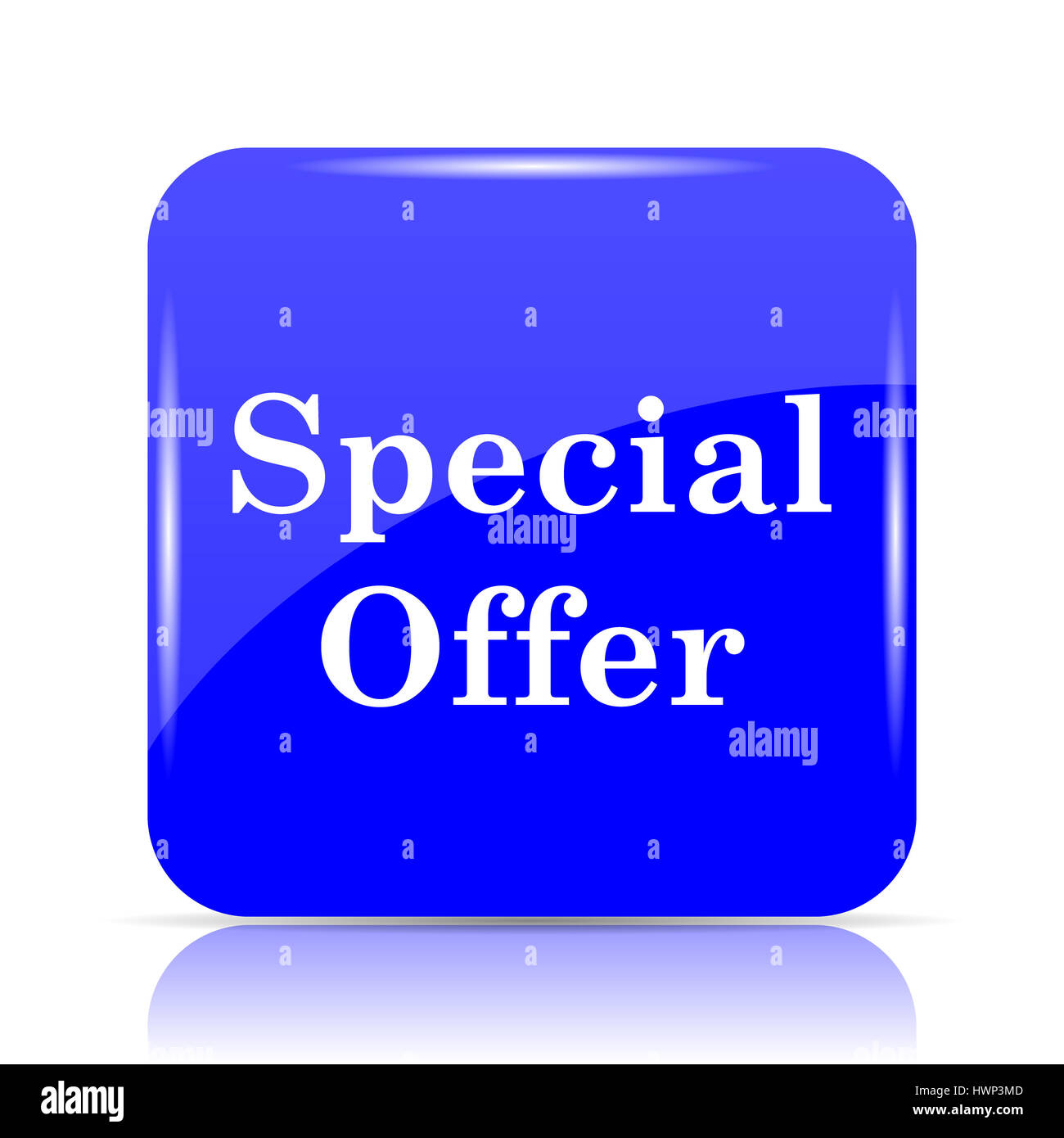 Special offer icon, blue website button on white background Stock Photo ...
