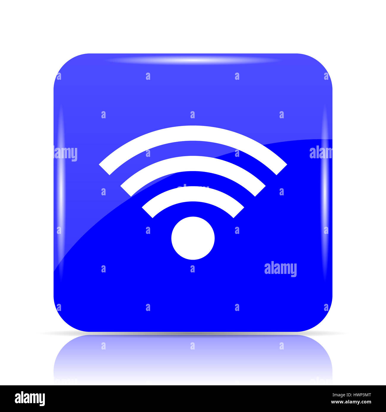Wireless sign icon, blue website button on white background Stock Photo ...