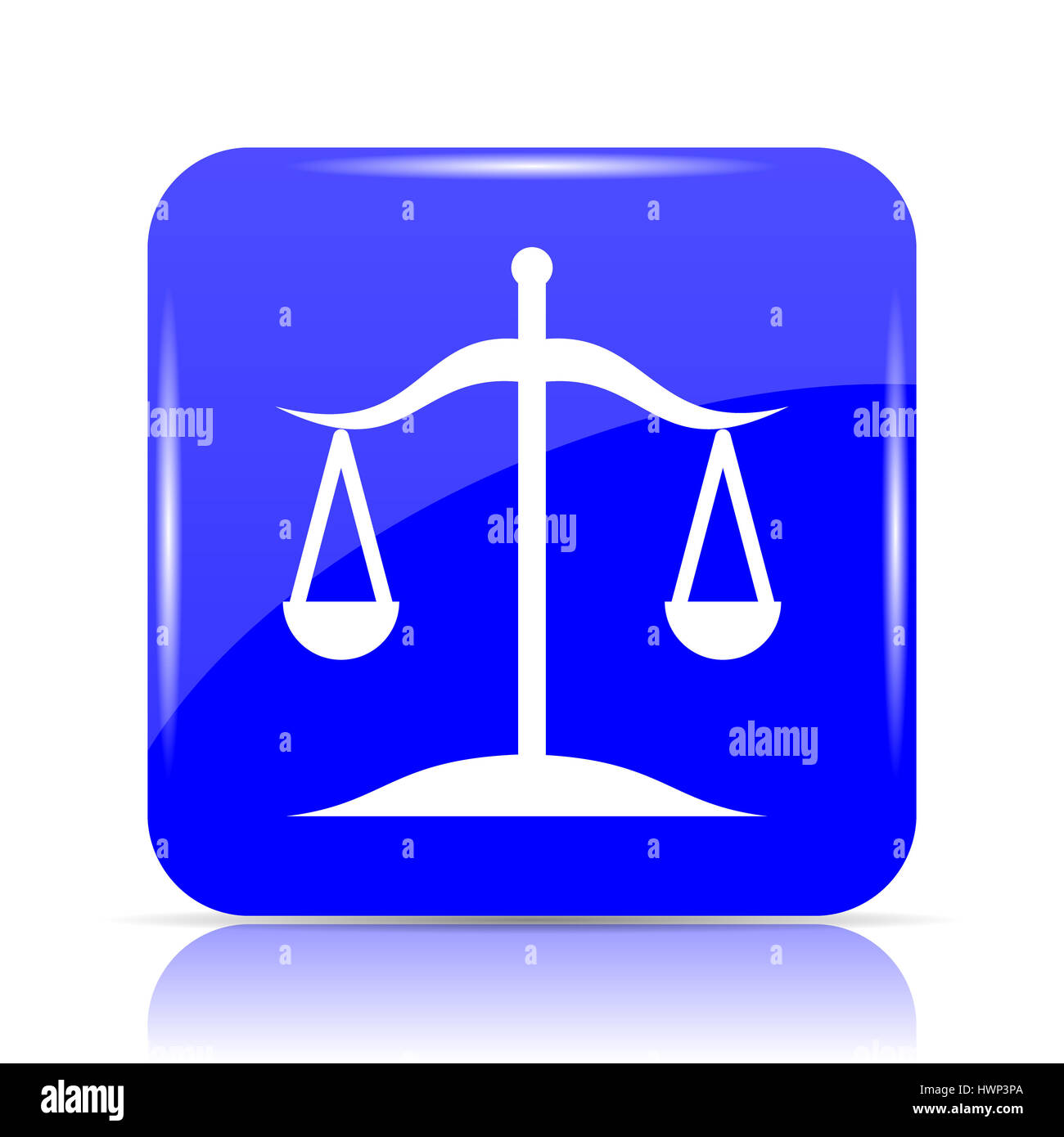 Balance icon, blue website button on white background Stock Photo - Alamy