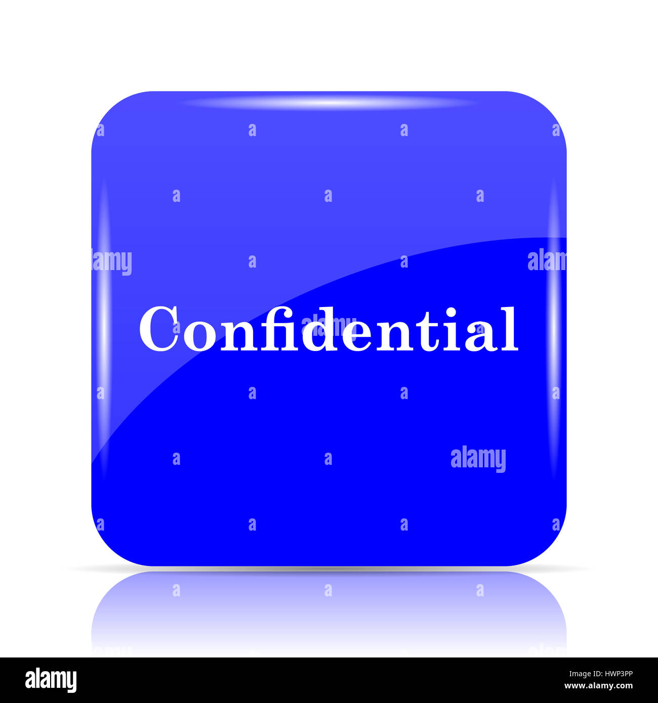 Confidential icon, blue website button on white background Stock Photo ...