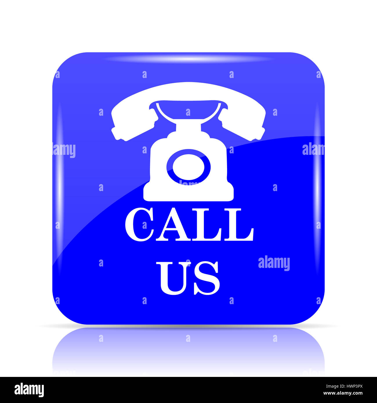 Call us icon, blue website button on white background Stock Photo - Alamy