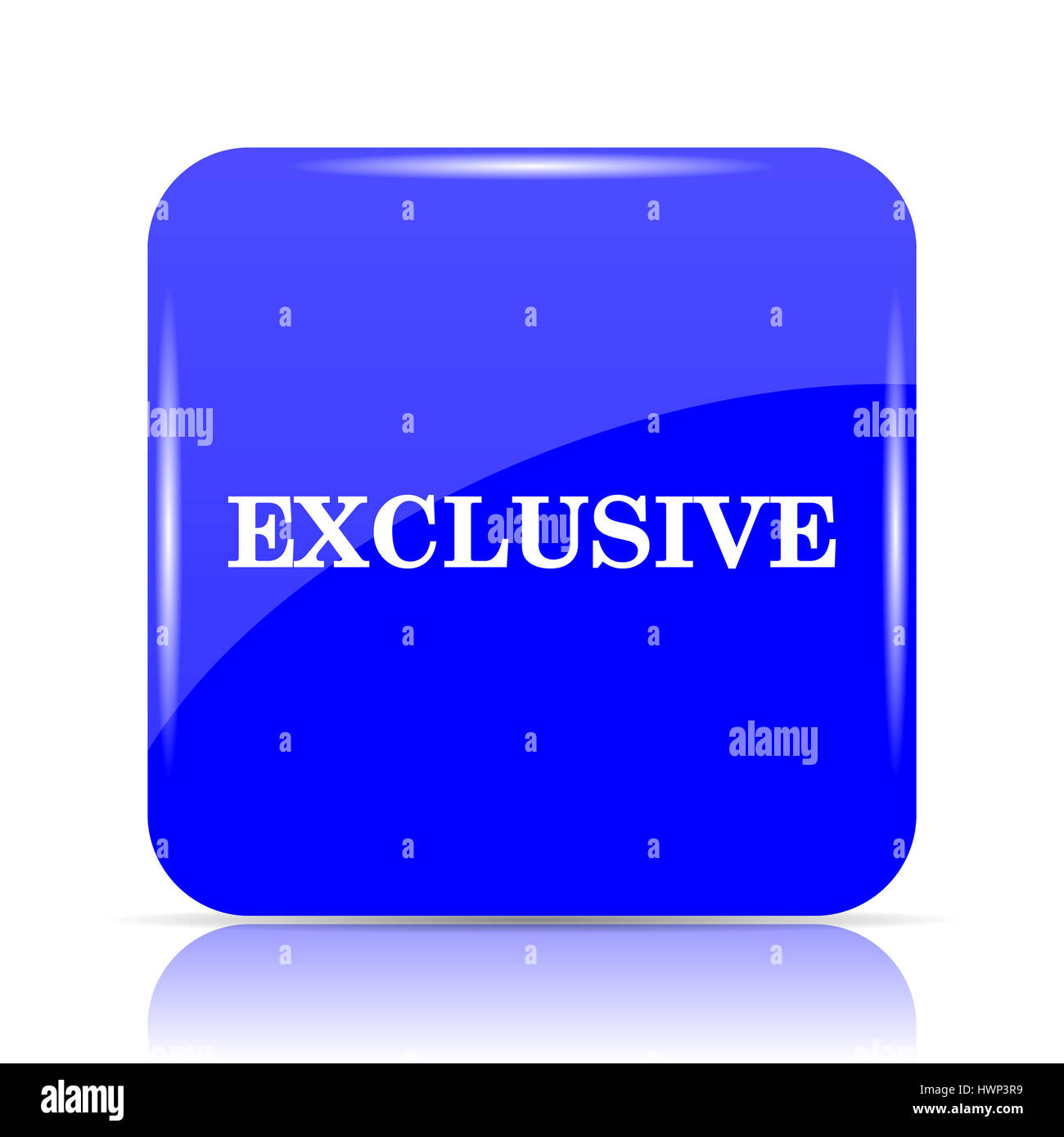 Exclusive icon, blue website button on white background Stock Photo - Alamy