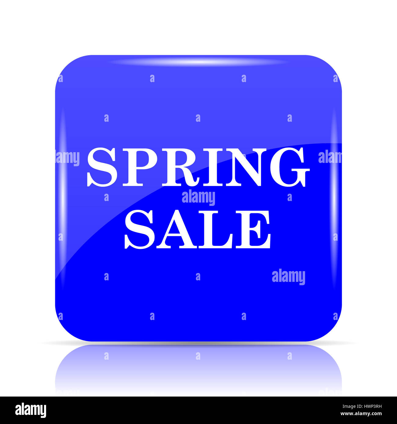 Spring sale icon, blue website button on white background Stock Photo ...