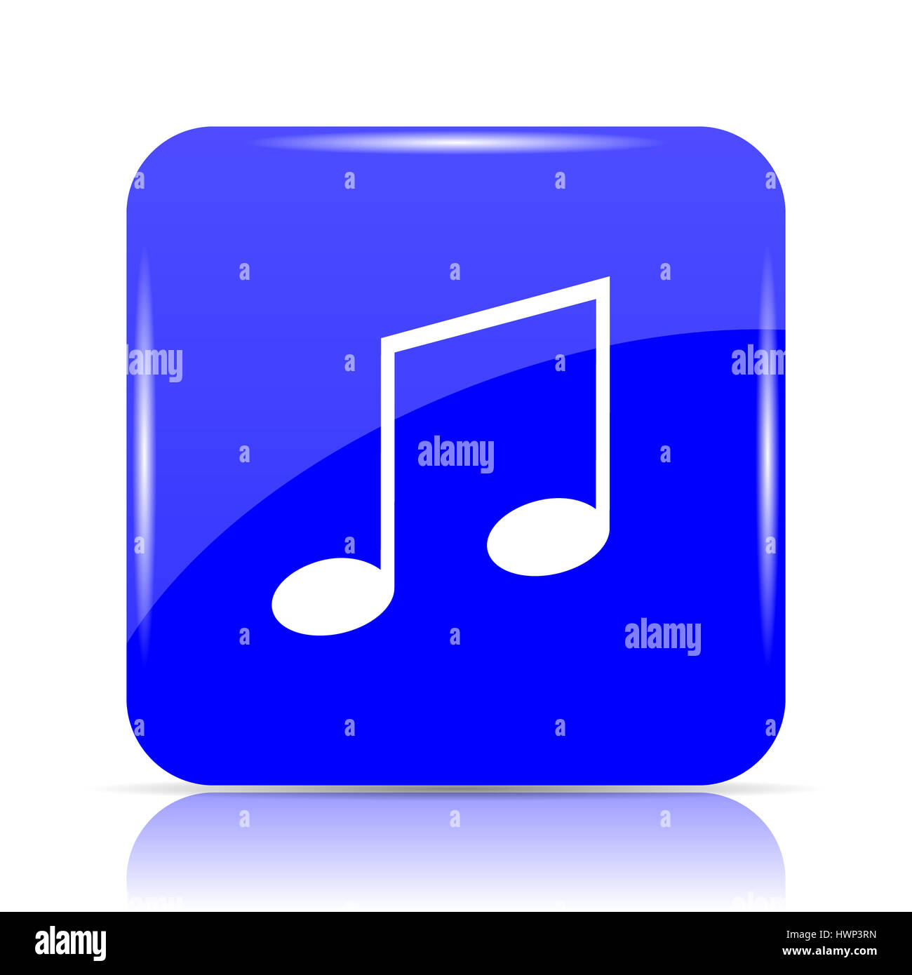 Music icon, blue website button on white background Stock Photo - Alamy