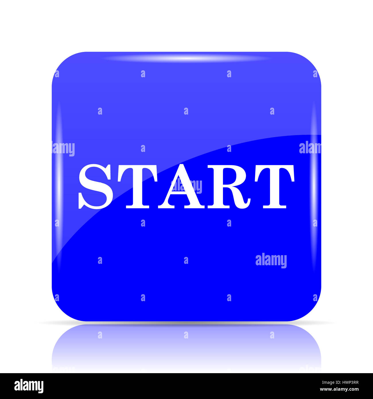 Start icon, blue website button on white background Stock Photo - Alamy