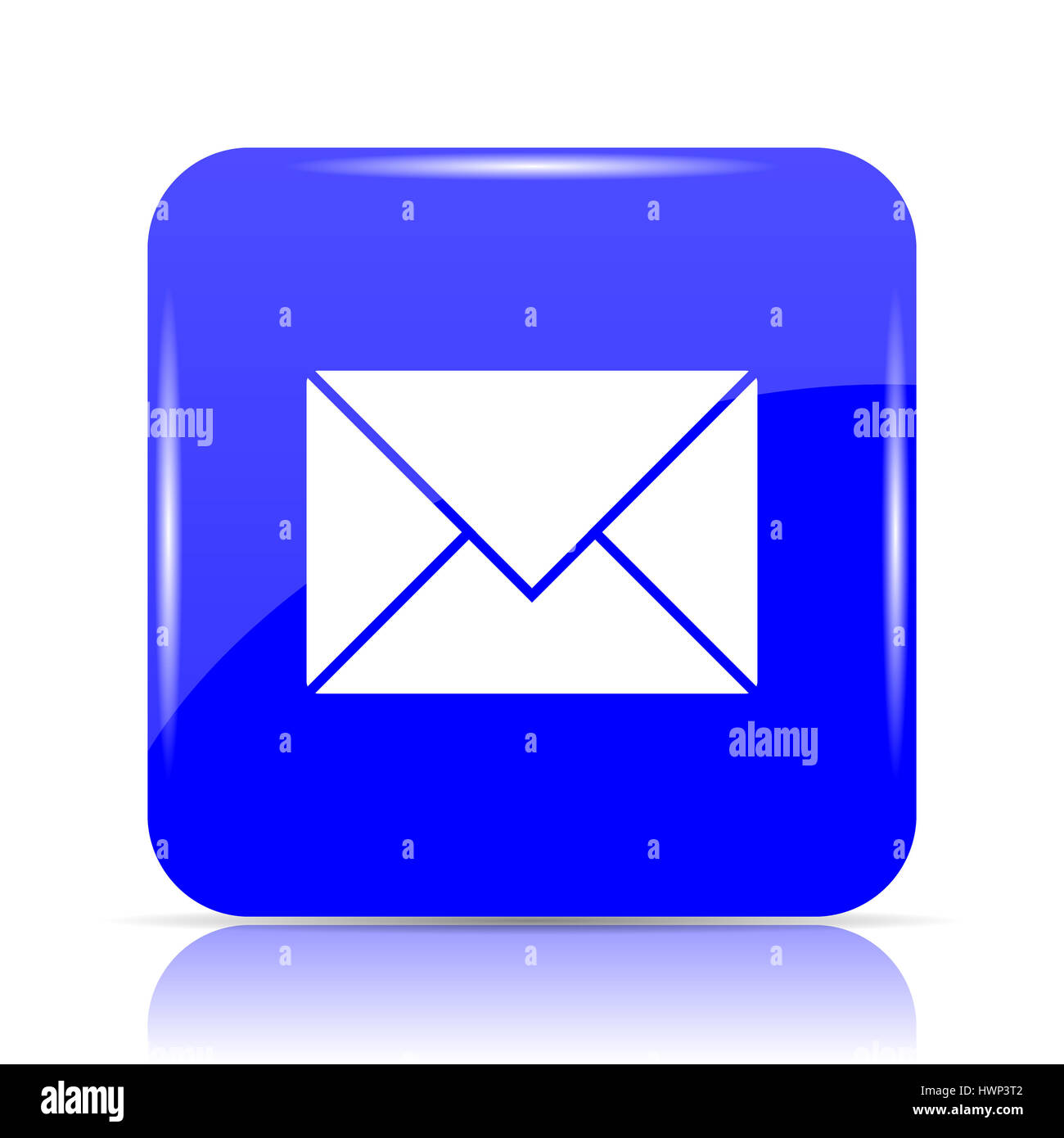 E-mail icon, blue website button on white background Stock Photo - Alamy
