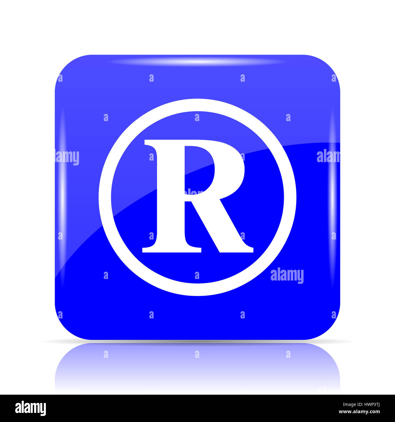 Registered mark icon, blue website button on white background Stock ...
