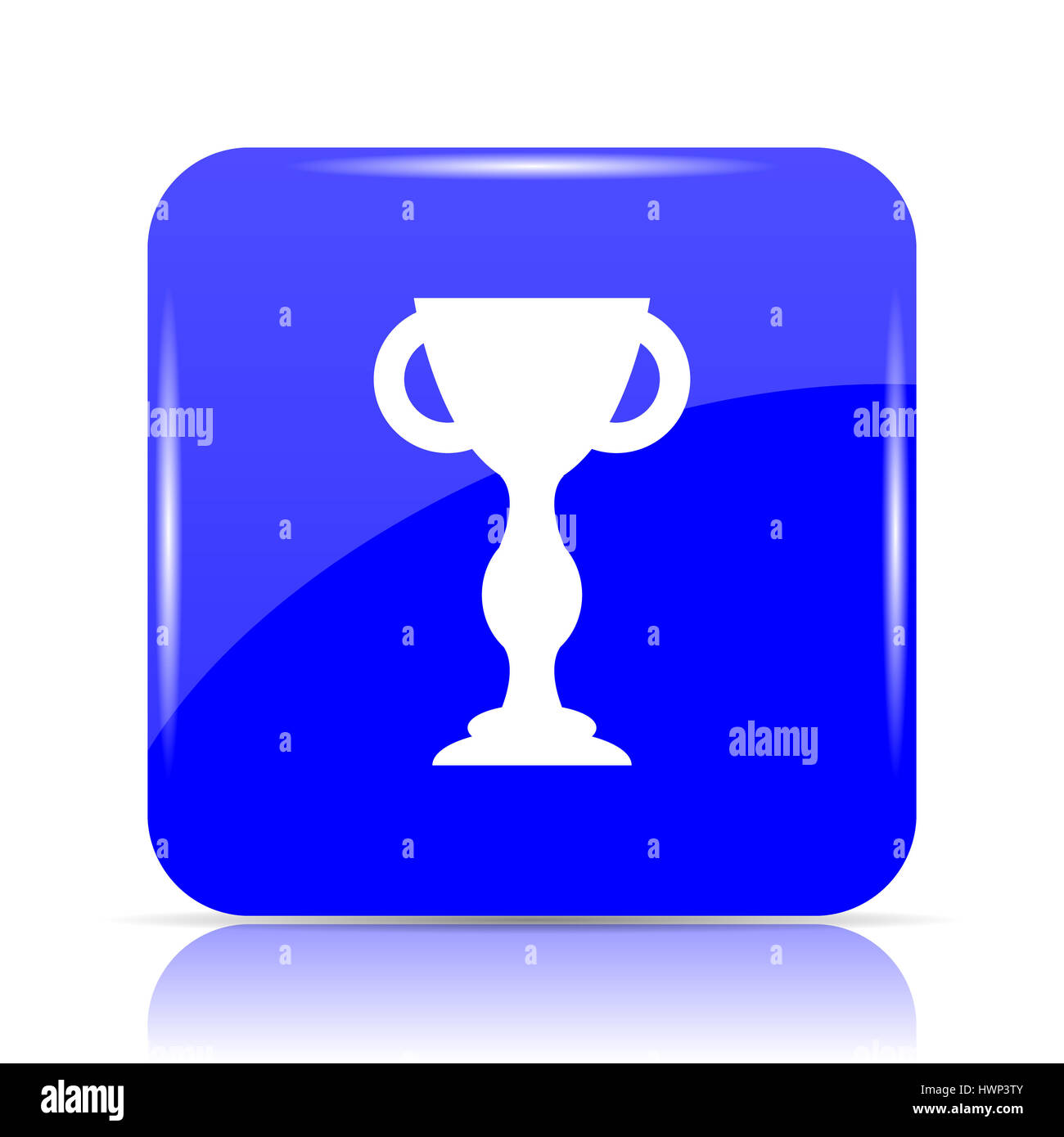 Winners cup icon, blue website button on white background Stock Photo ...