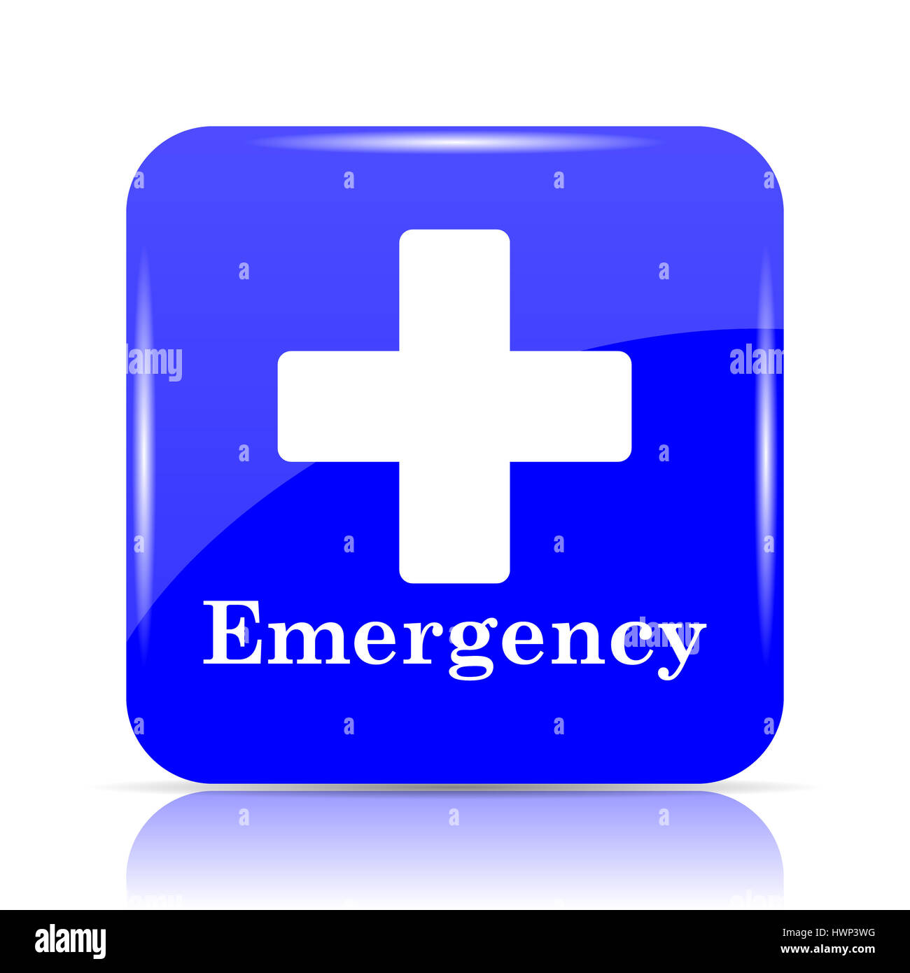 Emergency icon, blue website button on white background Stock Photo - Alamy