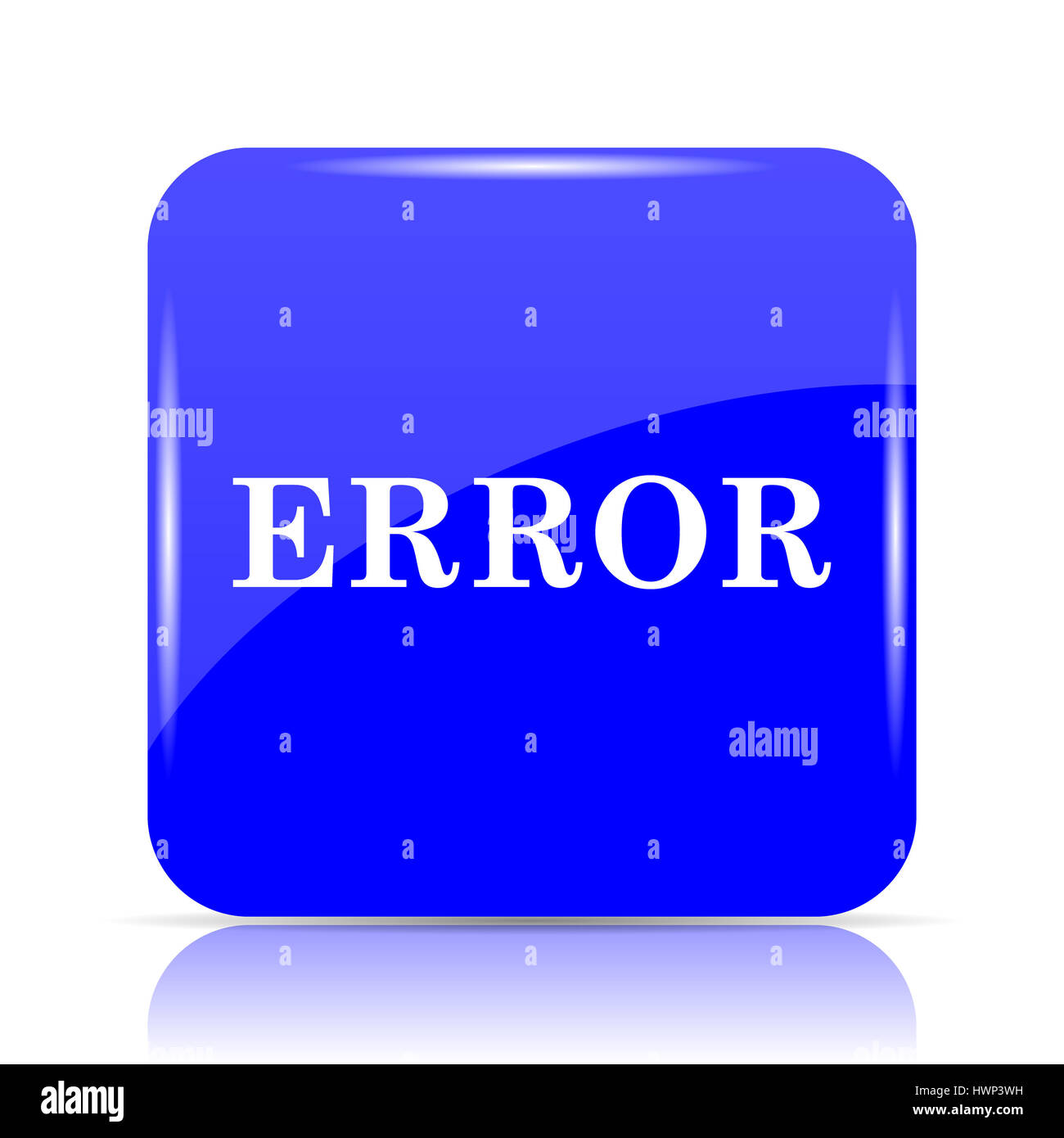 error icon, blue website button on white background Stock Photo - Alamy