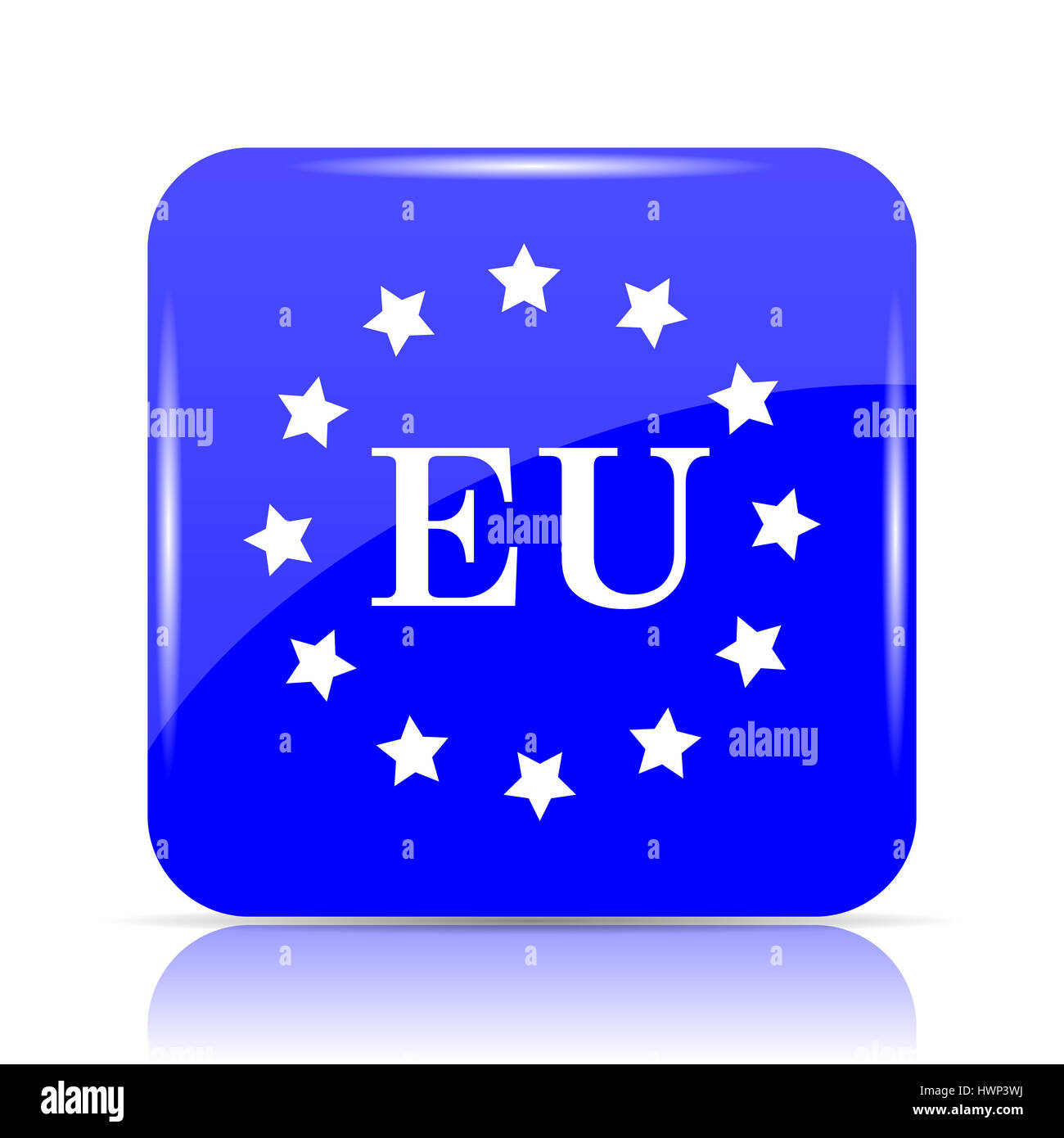European union icon, blue website button on white background Stock ...