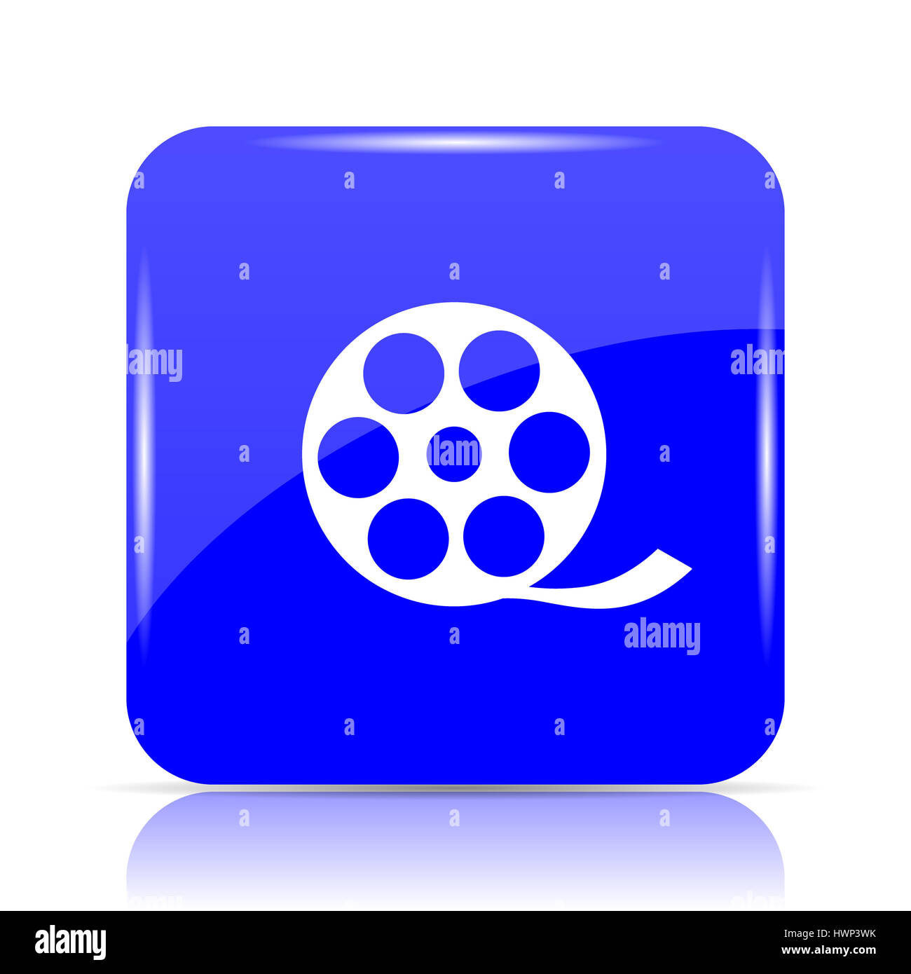 Video icon, blue website button on white background Stock Photo - Alamy