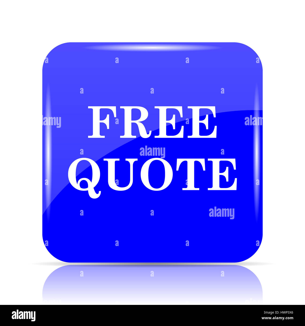 Free quote icon, blue website button on white background Stock Photo ...