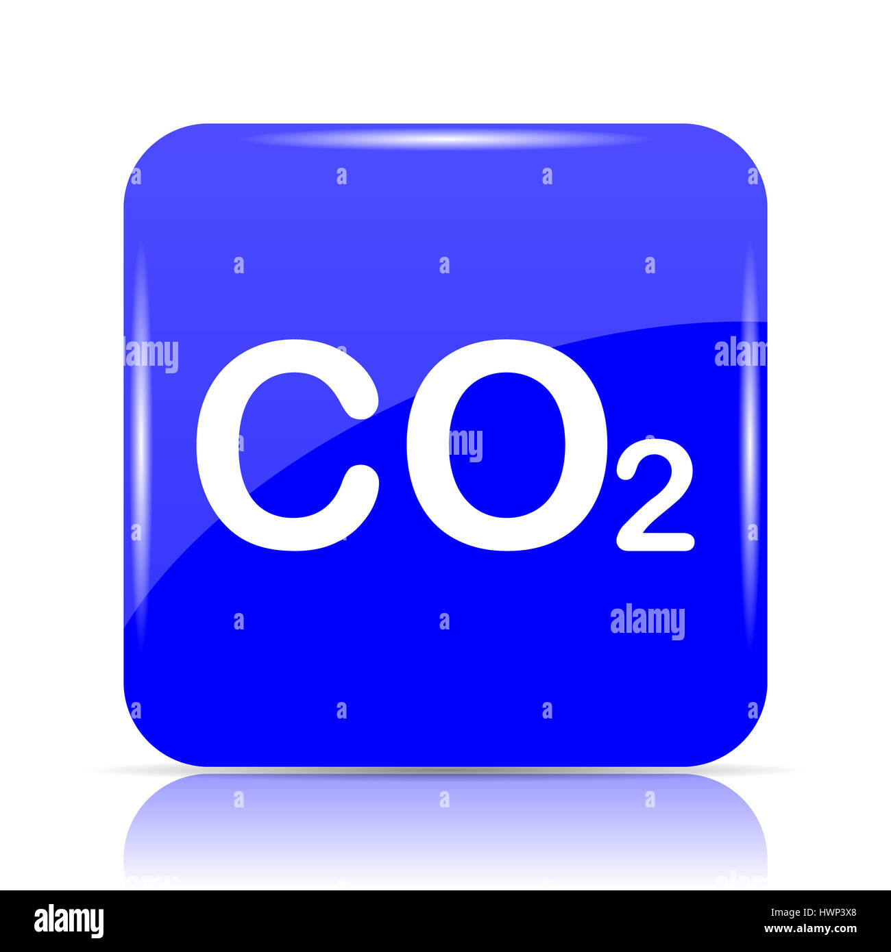 CO2 icon, blue website button on white background Stock Photo - Alamy
