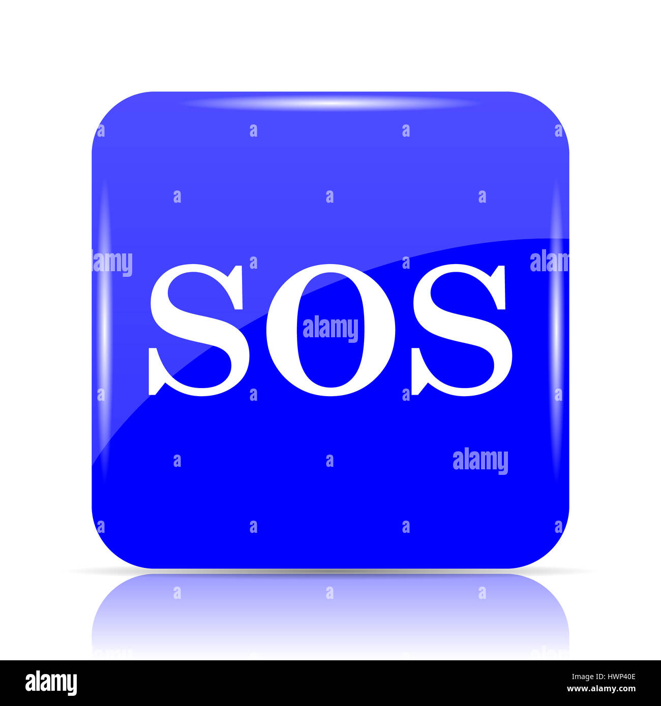 SOS icon, blue website button on white background Stock Photo - Alamy