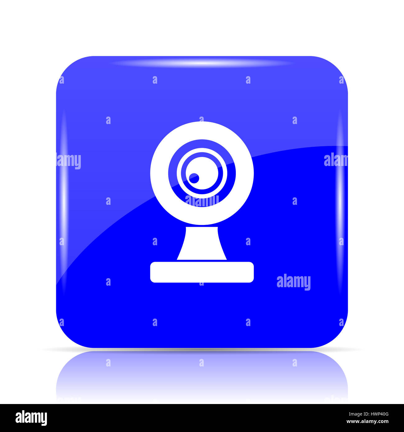 Webcam icon, blue website button on white background Stock Photo - Alamy