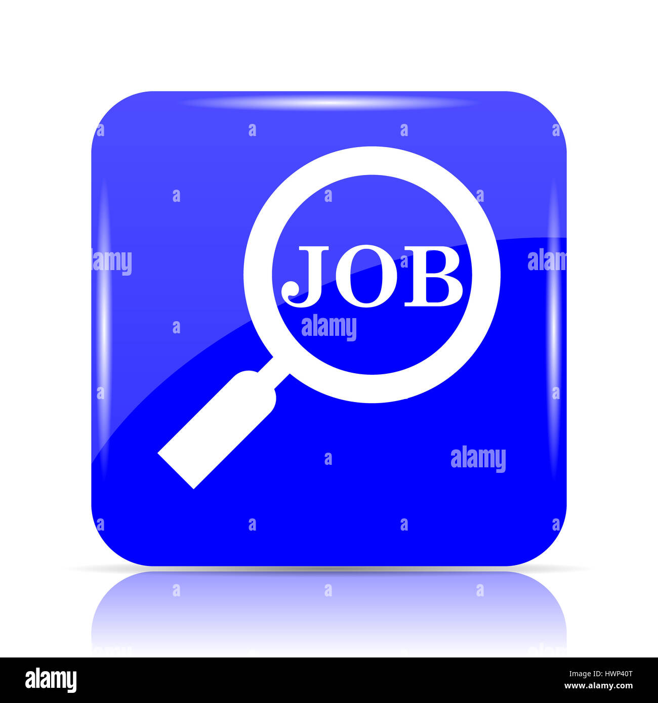 Search for job icon, blue website button on white background Stock ...