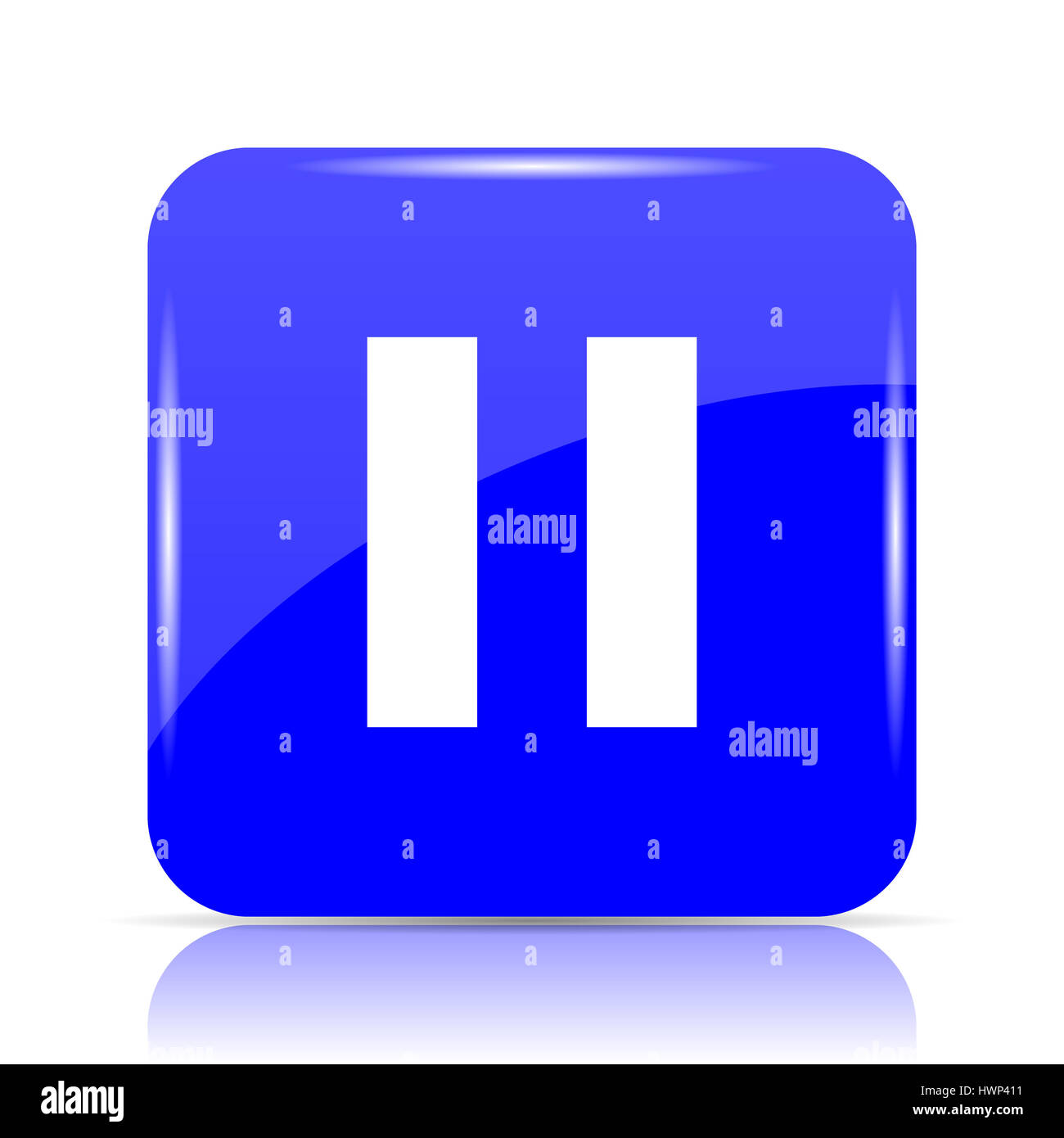 Pause icon, blue website button on white background Stock Photo - Alamy