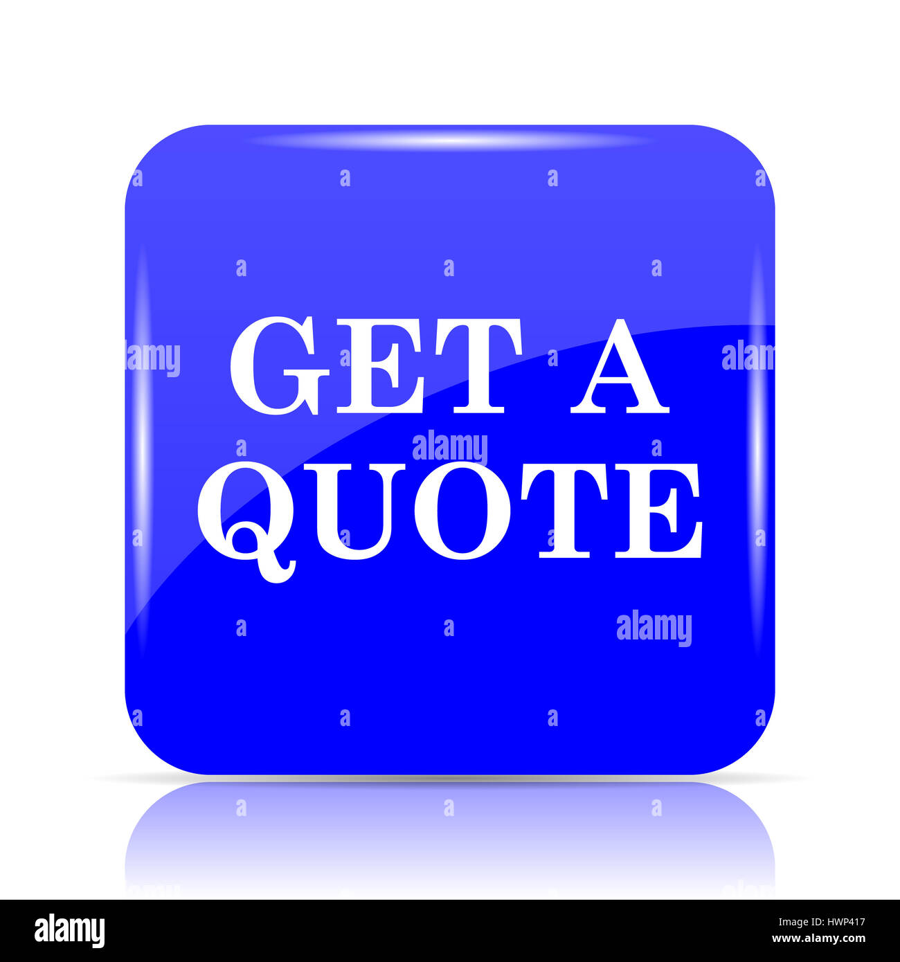 Get a quote icon, blue website button on white background Stock Photo ...