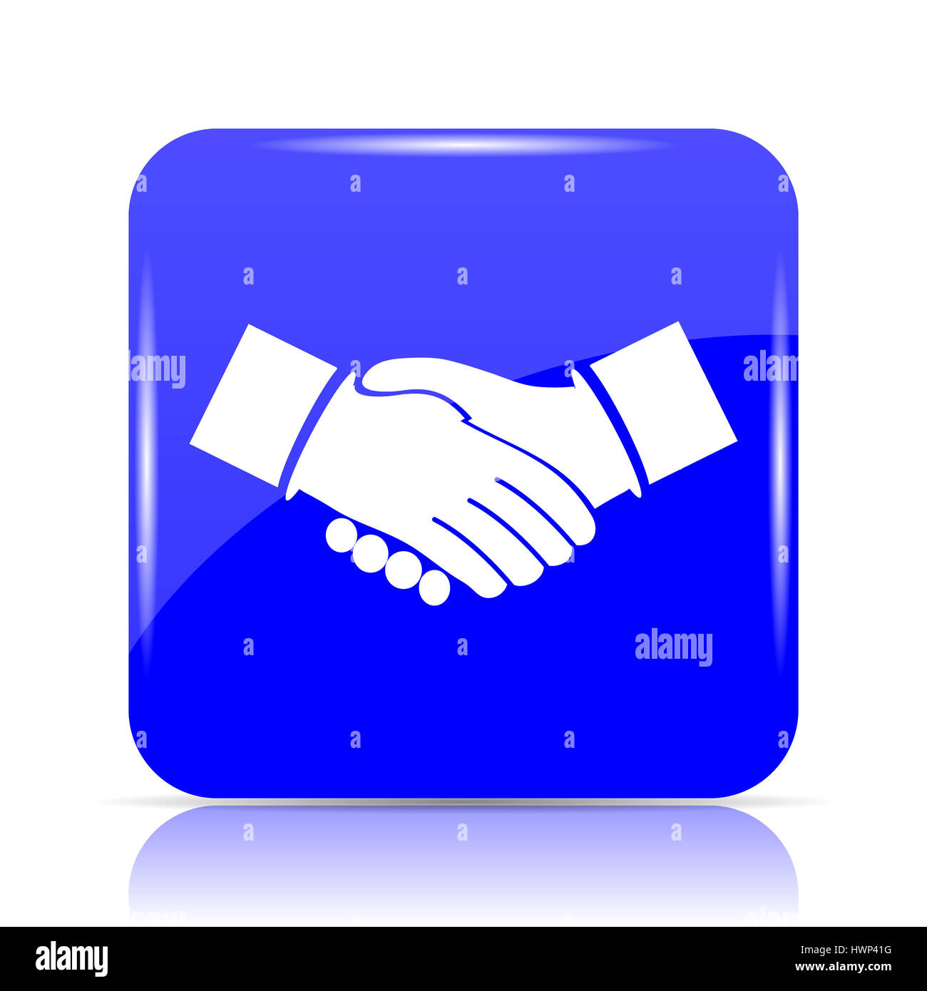 Agreement icon, blue website button on white background Stock Photo - Alamy