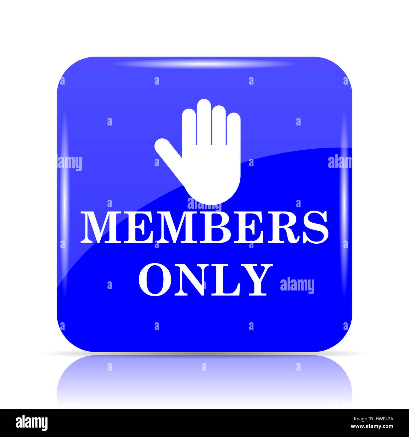 Members only icon, blue website button on white background Stock Photo ...