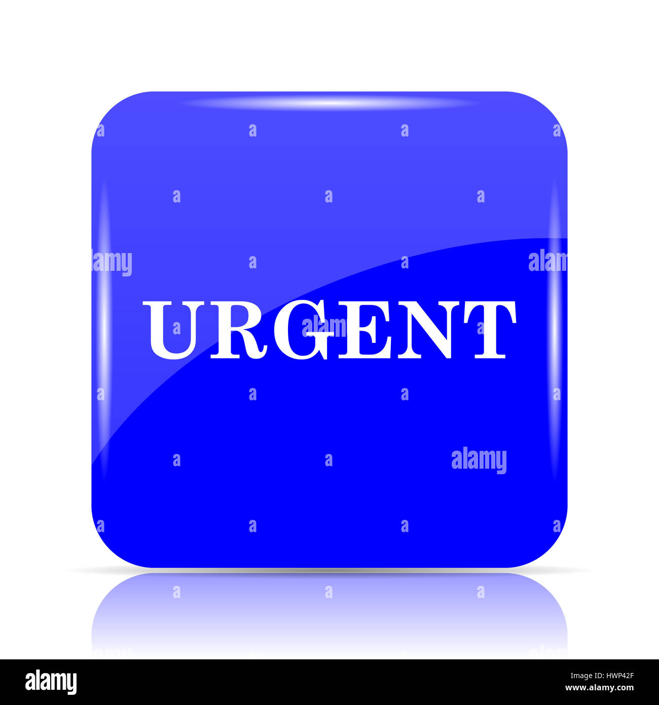 Urgent icon, blue website button on white background Stock Photo - Alamy