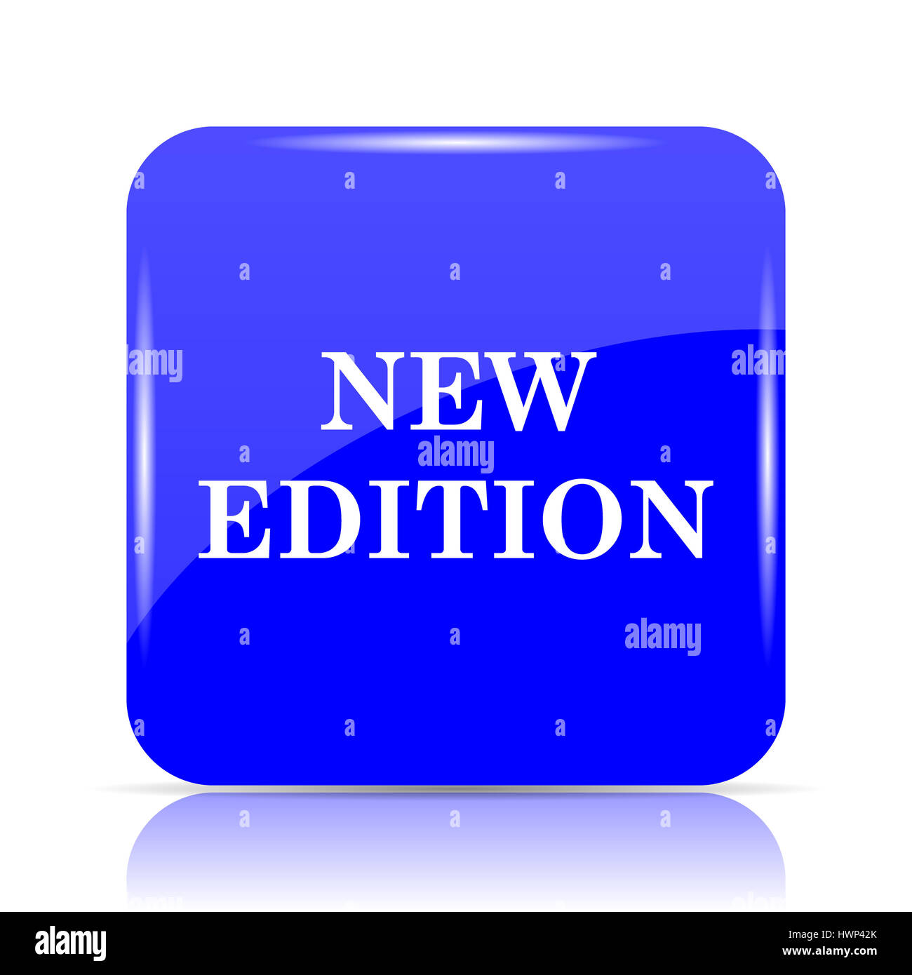 New edition icon, blue website button on white background Stock Photo ...