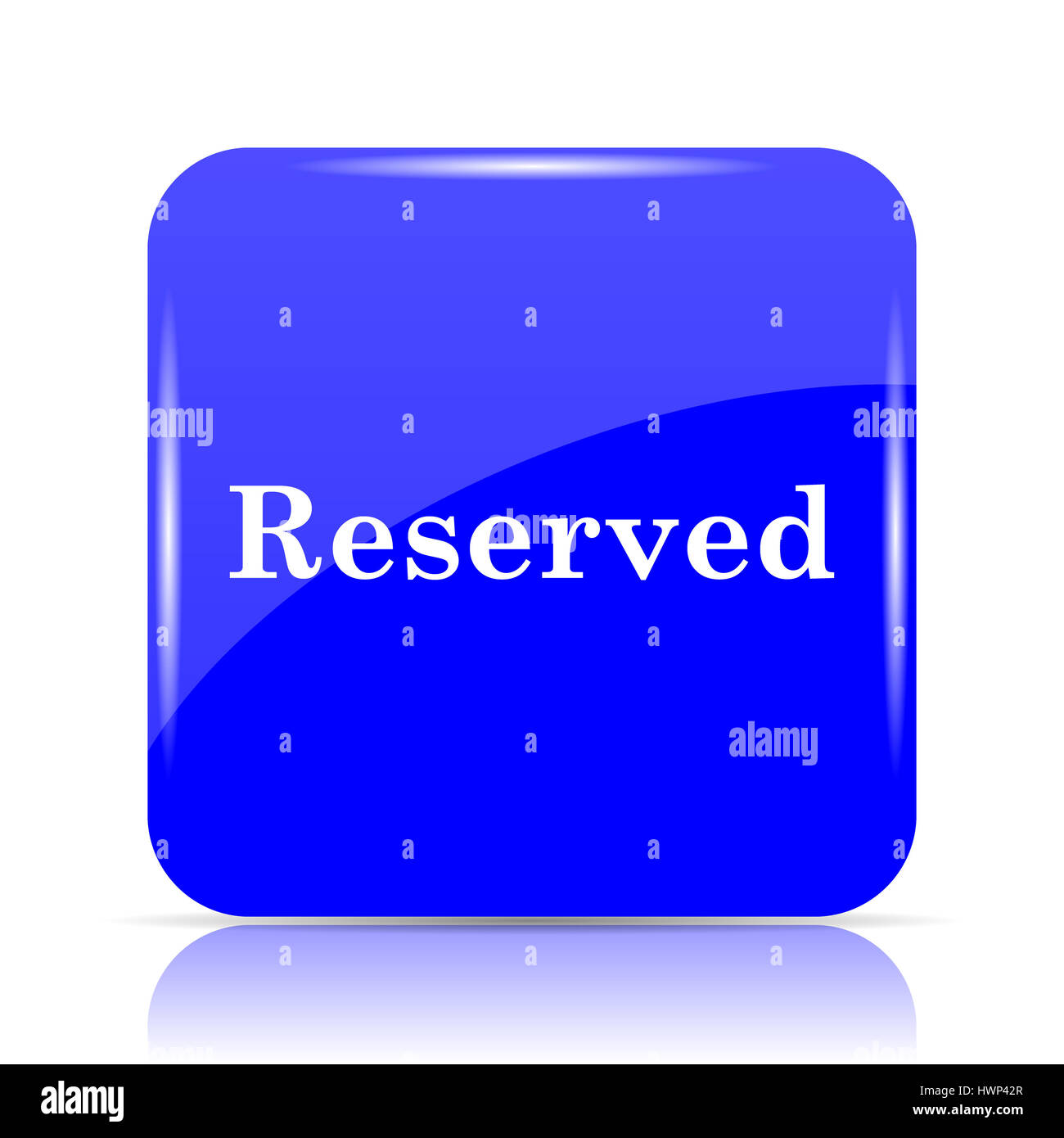 Reserved icon, blue website button on white background Stock Photo - Alamy