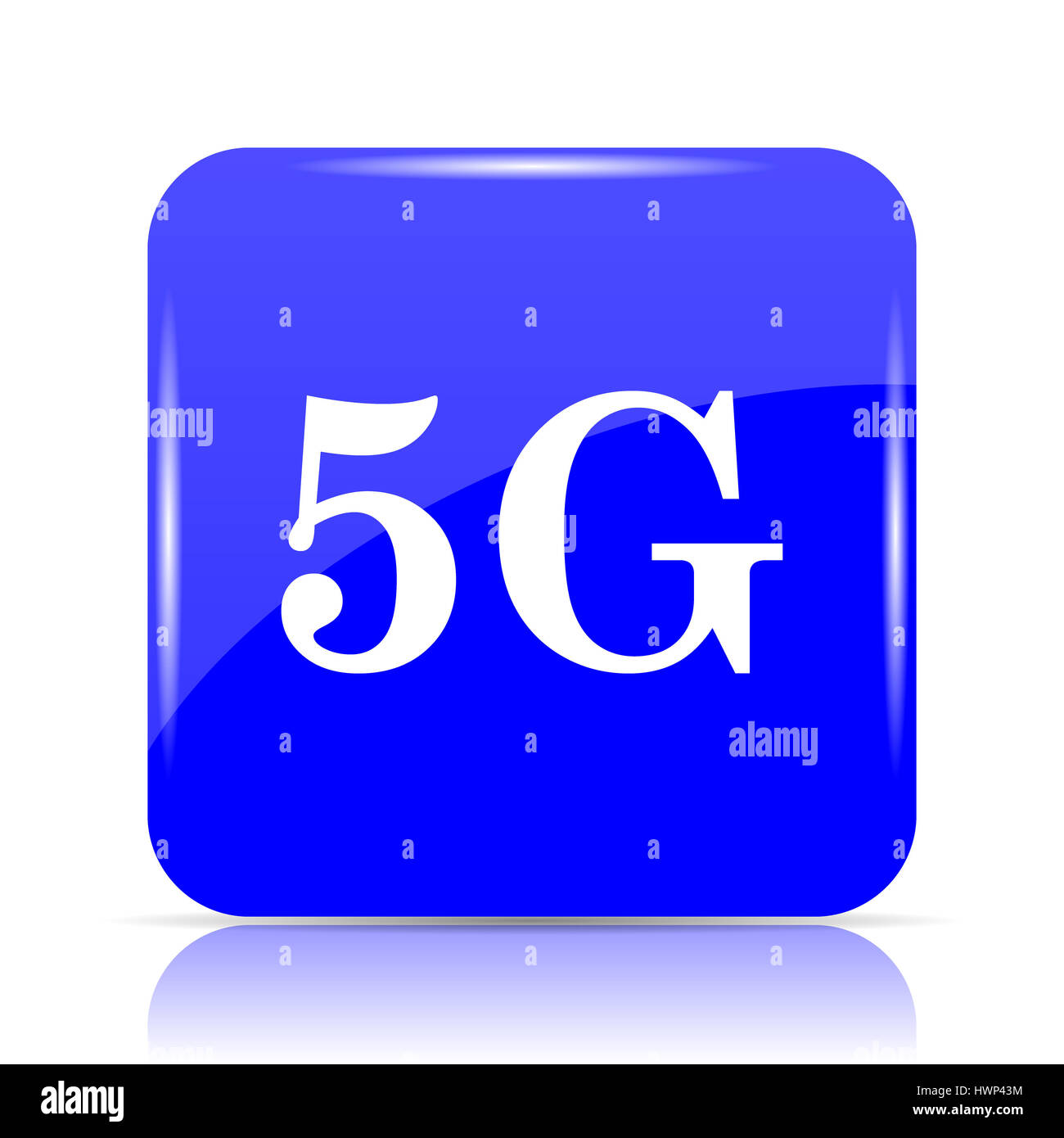 5G icon, blue website button on white background Stock Photo - Alamy