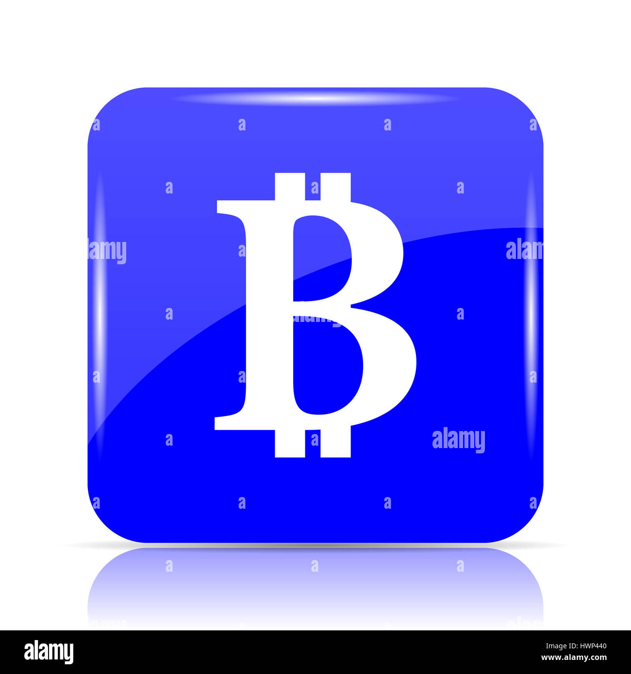 Bitcoin icon, blue website button on white background Stock Photo - Alamy