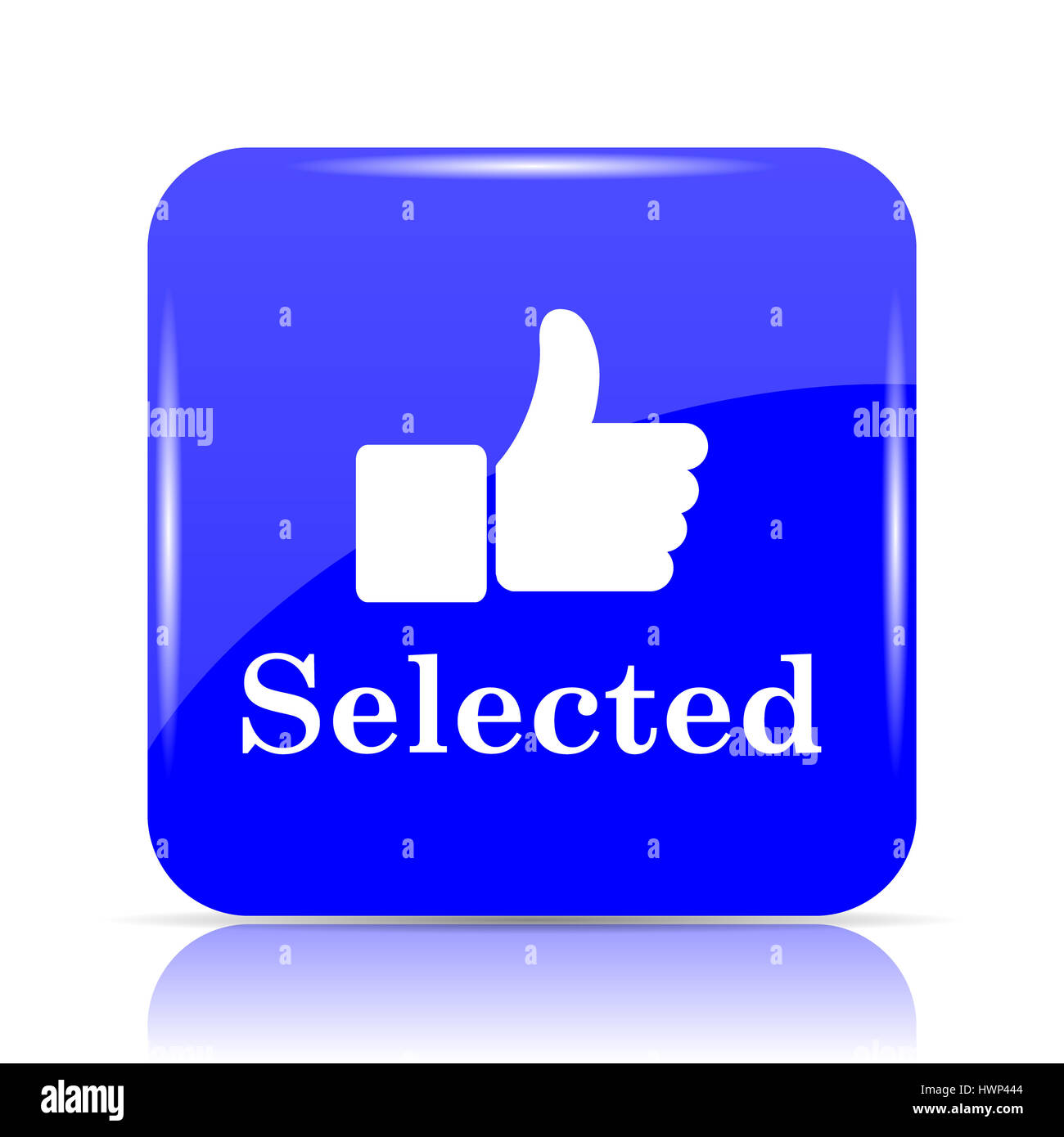 Selected icon, blue website button on white background Stock Photo - Alamy