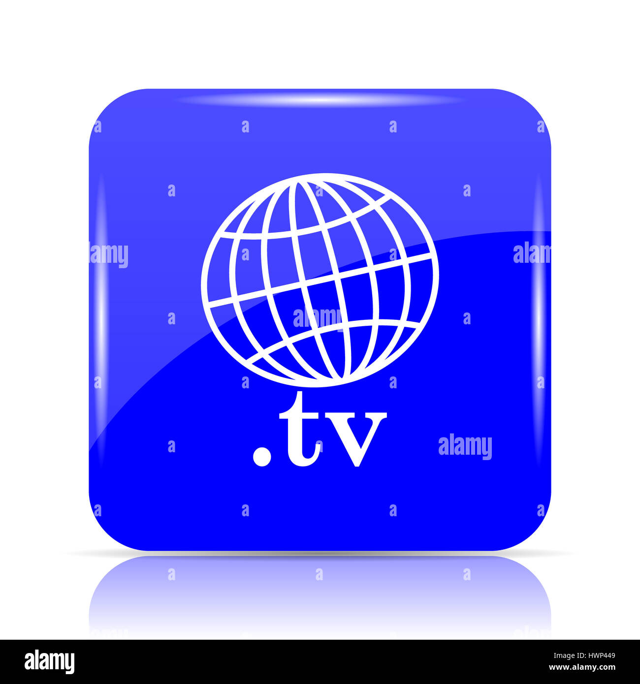 .tv icon, blue website button on white background Stock Photo - Alamy