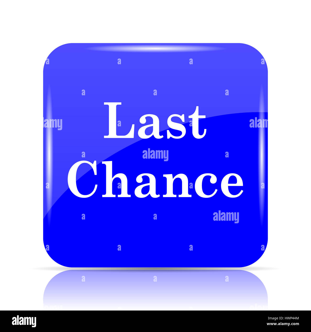 Last chance icon, blue website button on white background Stock Photo ...