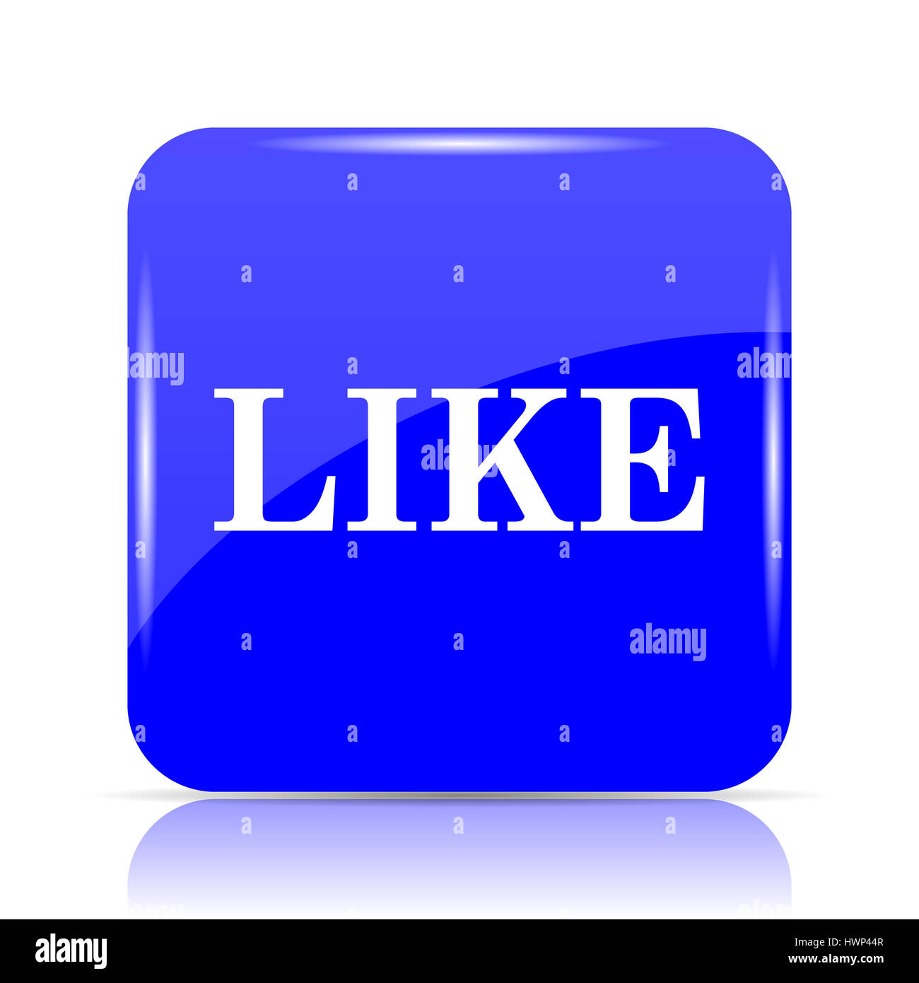 Like icon, blue website button on white background Stock Photo - Alamy