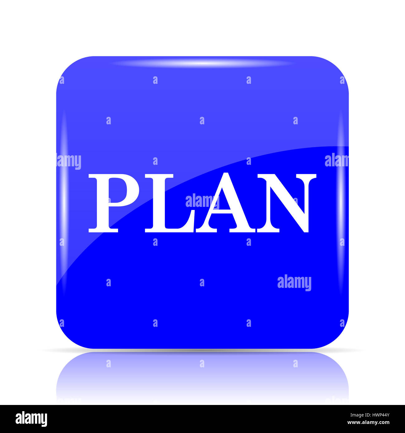 Plan icon, blue website button on white background Stock Photo - Alamy
