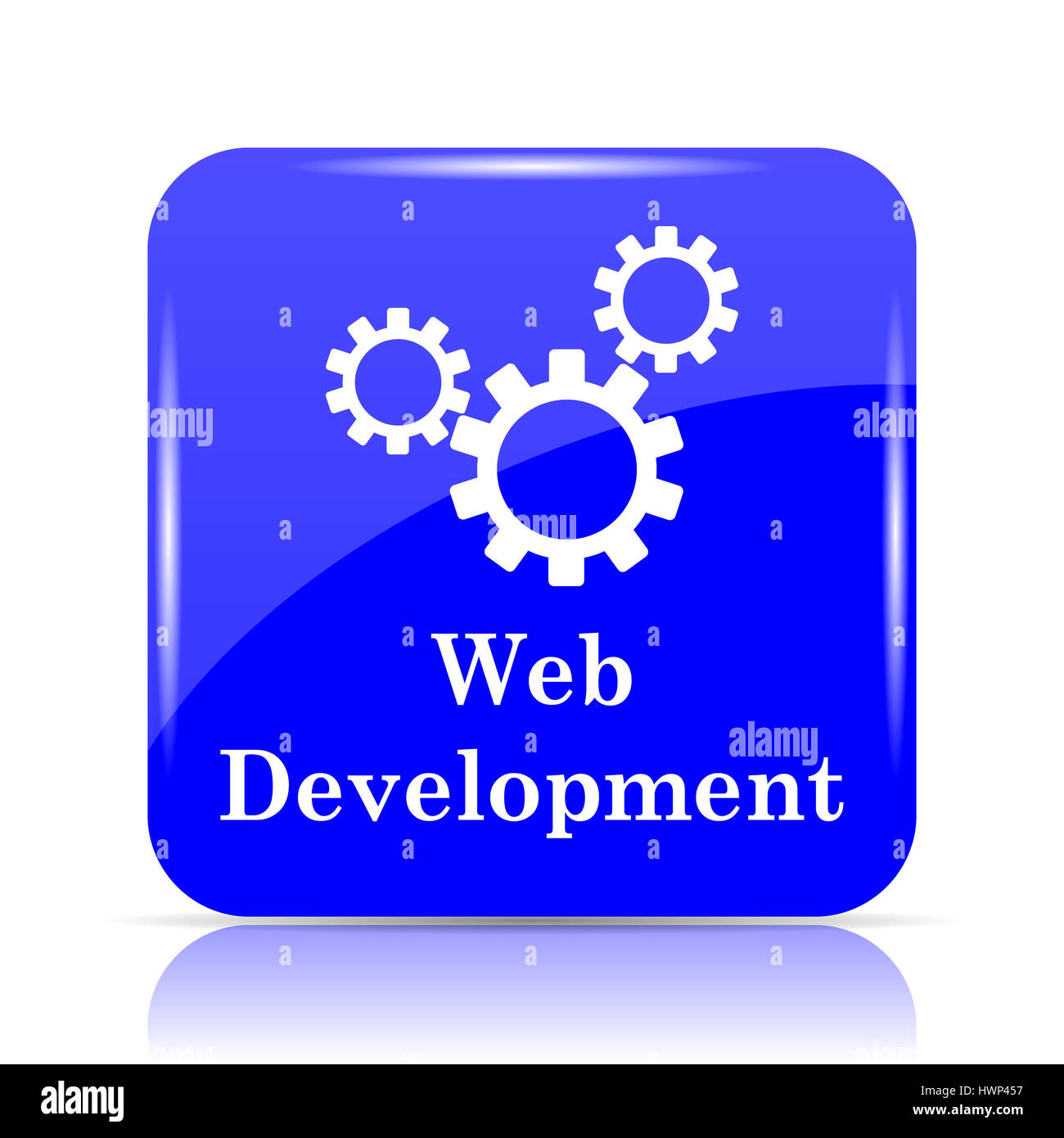 Web development icon, blue website button on white background Stock ...